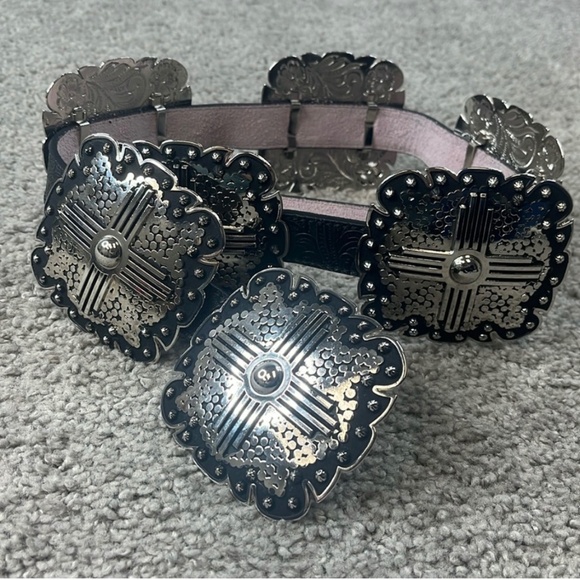 Angel Ranch | Accessories | Angel Ranch Black Leather Concho Belt ...